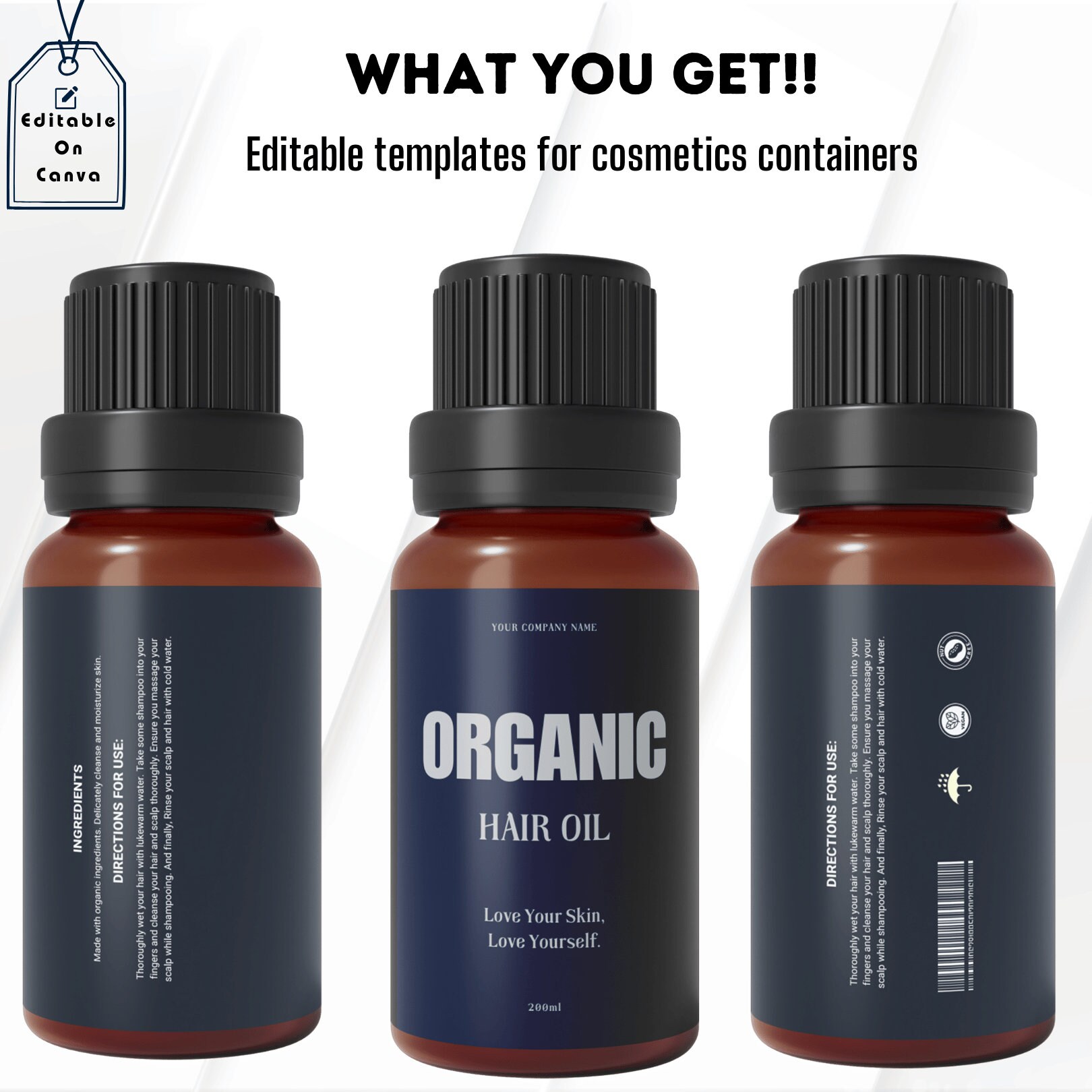 Essential Oil Bottle Label Template, DIY Label Design for Dropper ...
