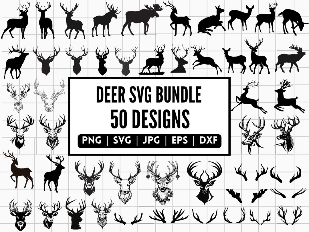 50 Deer Head and Body Vector Illustration Files, for Personal and ...