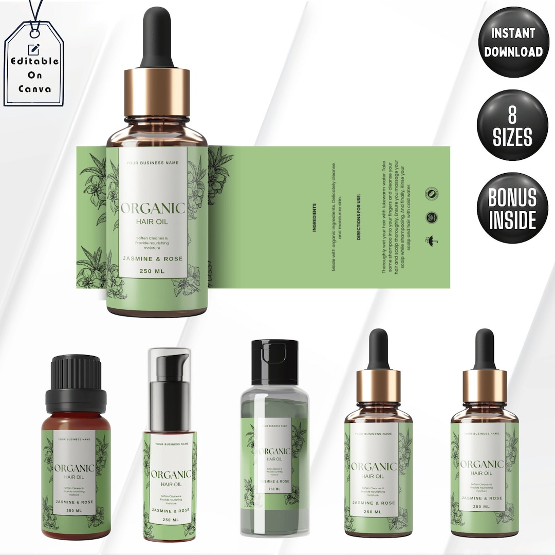 Essential Oil Bottle Label Template, DIY Label Design for Dropper ...