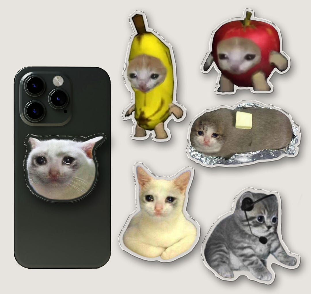 Meme Cat Acrylic Phone Grip Phone Holder - Etsy