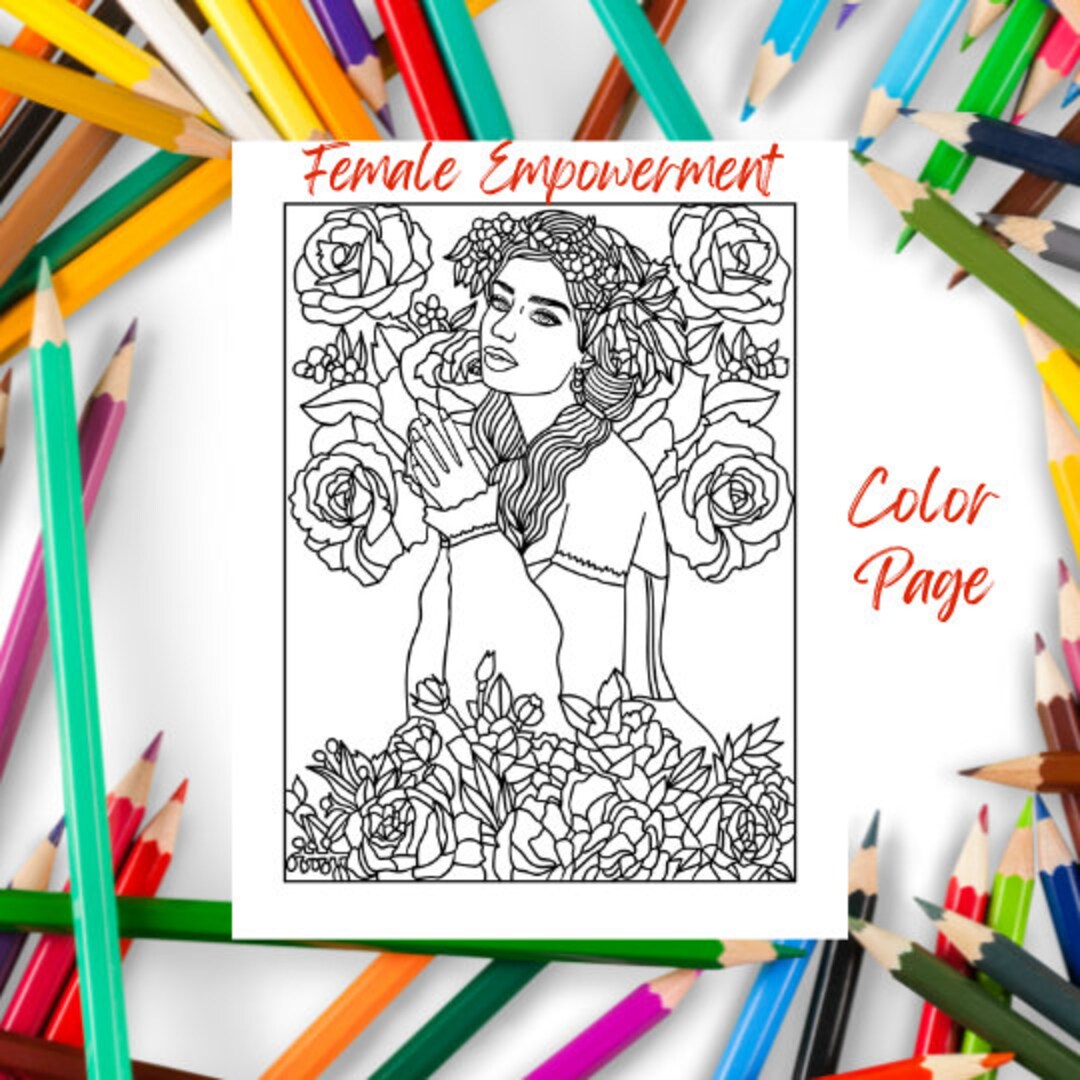 Female Empowerment Color Page Adult Coloring Page Printable Page ...