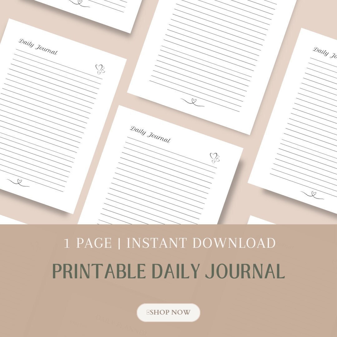 Printable Daily Journal Page, Instant Digital Download, PDF - Etsy