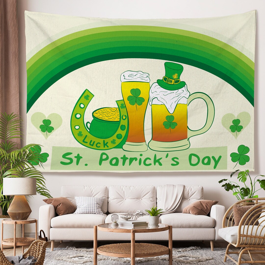 Saint Patrick's Day Flag Green Tapestries Flag Print St Patrick's Day ...