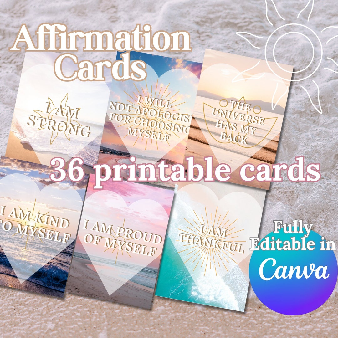 Affirmation Cards, Positive Daily Affirmation Cards, 36 Printable Cards ...