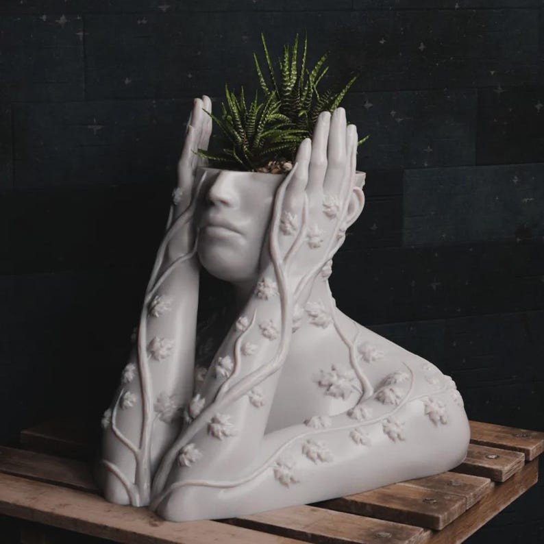 Artistic Face Planter | Elegant Woman Sculpture Flower Pot | Modern ...
