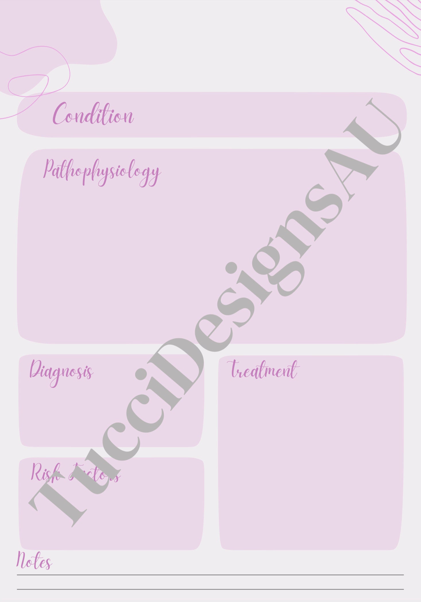 University Study Note Template - Etsy