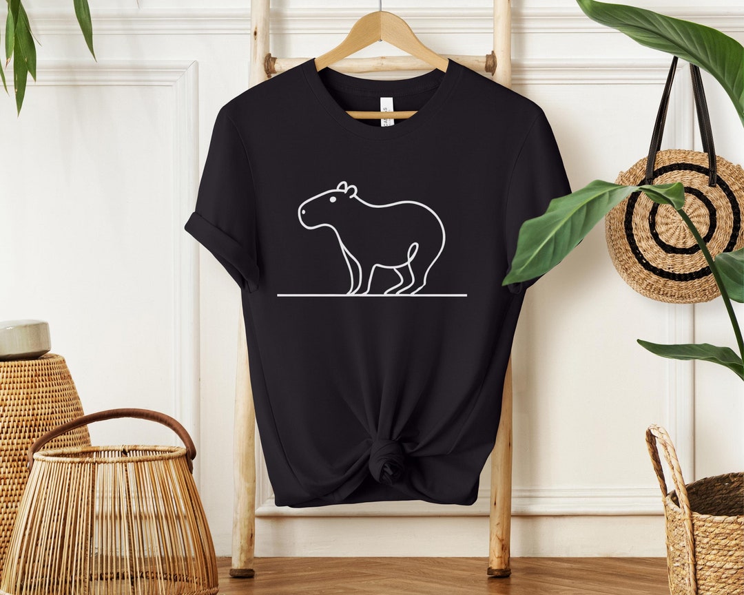 Minimalist Capybara Shirt, Capybara Line Tshirt, Cute Animal Tee ...