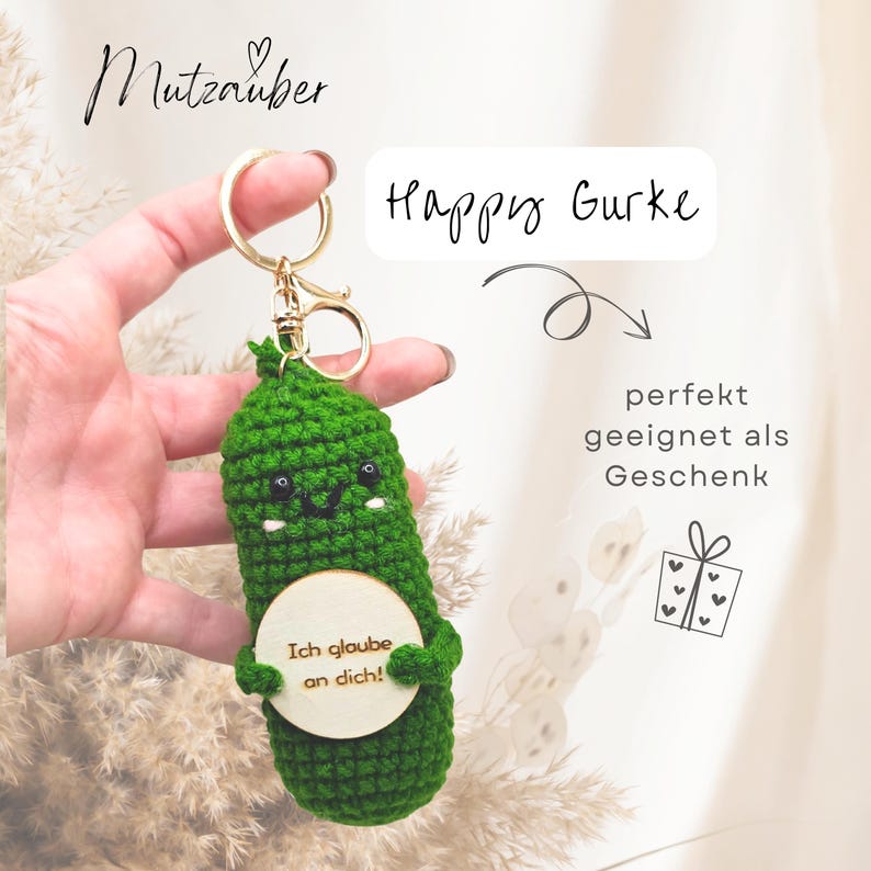 Happy Cucumber Pickle Veggie Pocket Hug – Knitted Doll for Mental ...