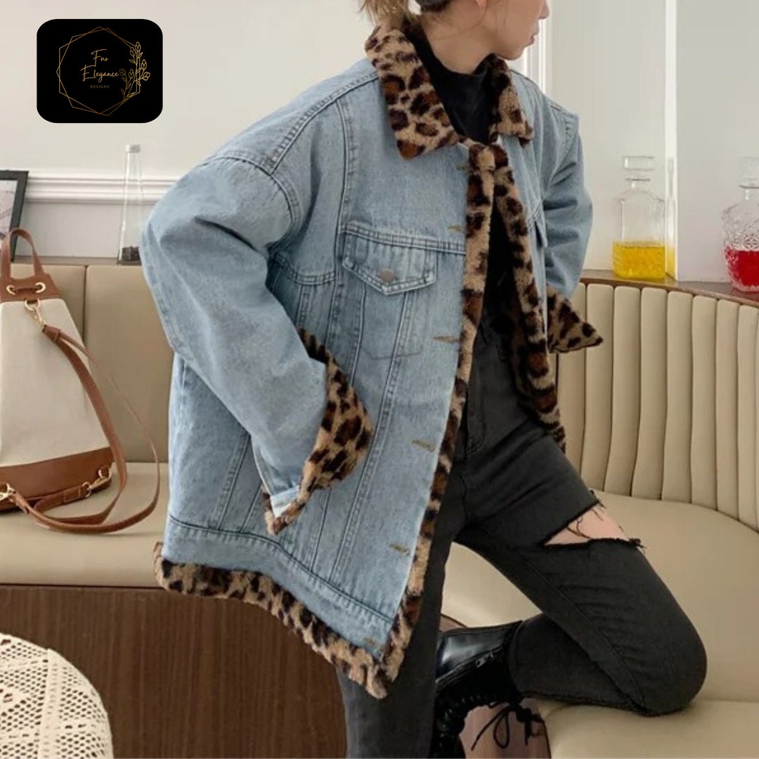 Reversible Denim Fur Jacket Street Style Faux Coat Outerwear Fashion ...