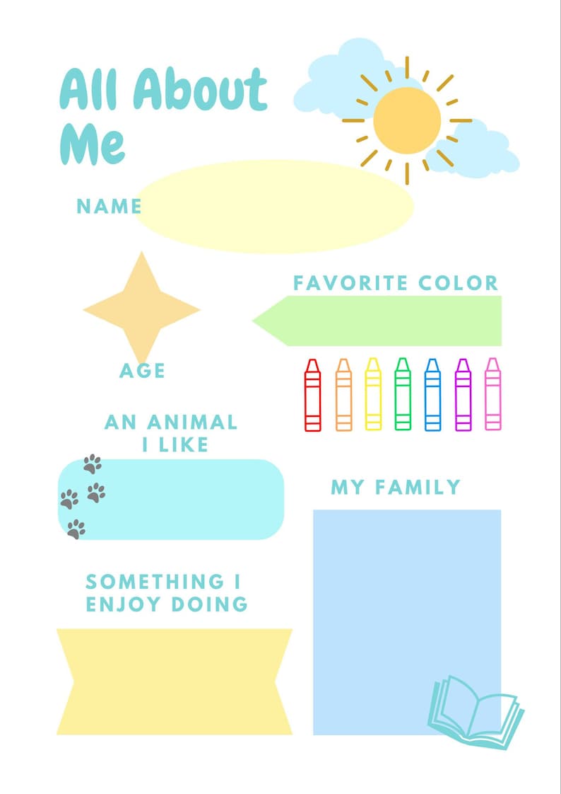 All About Me Form - Etsy