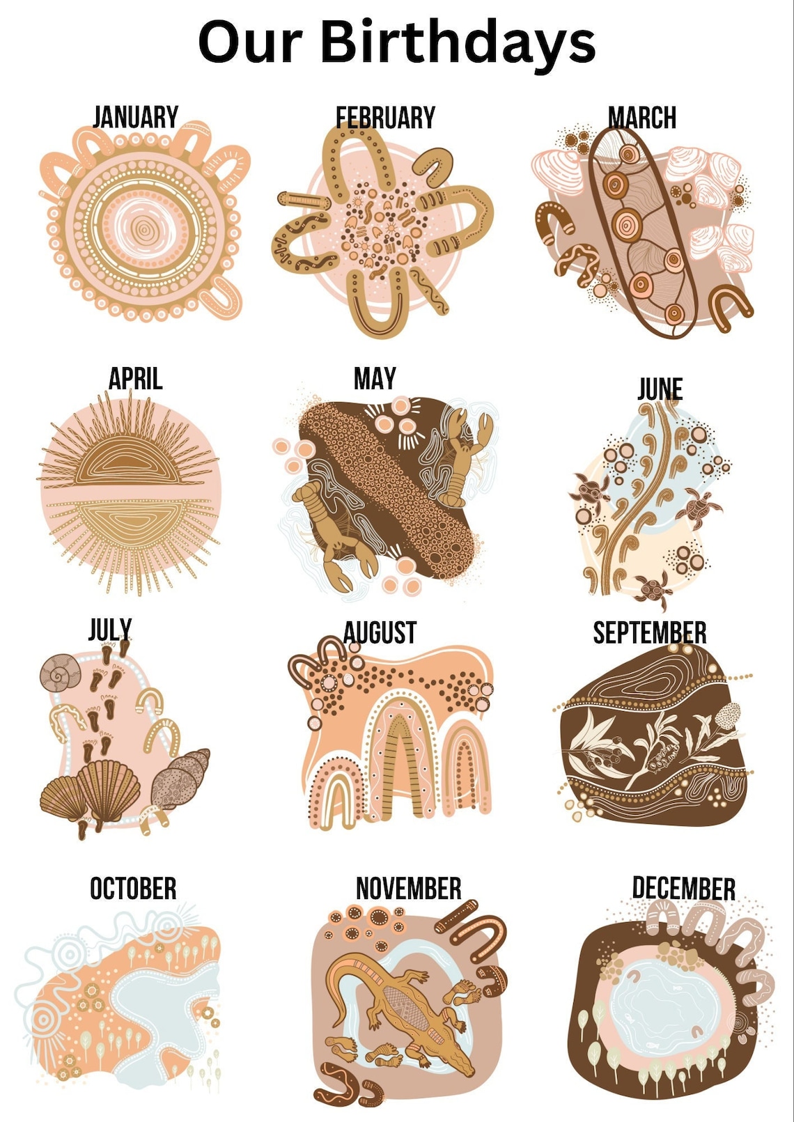 Indigenous Birthday Chart - Etsy Australia