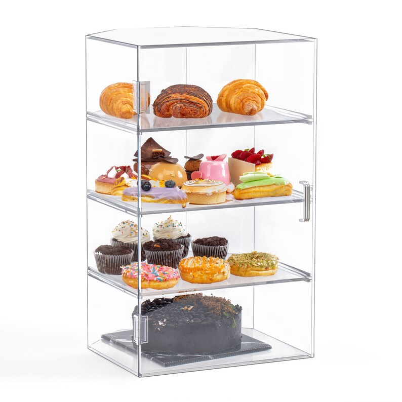 4-tiered Bakery Display Case assembled Acrylic Pastry Display Cabinet ...