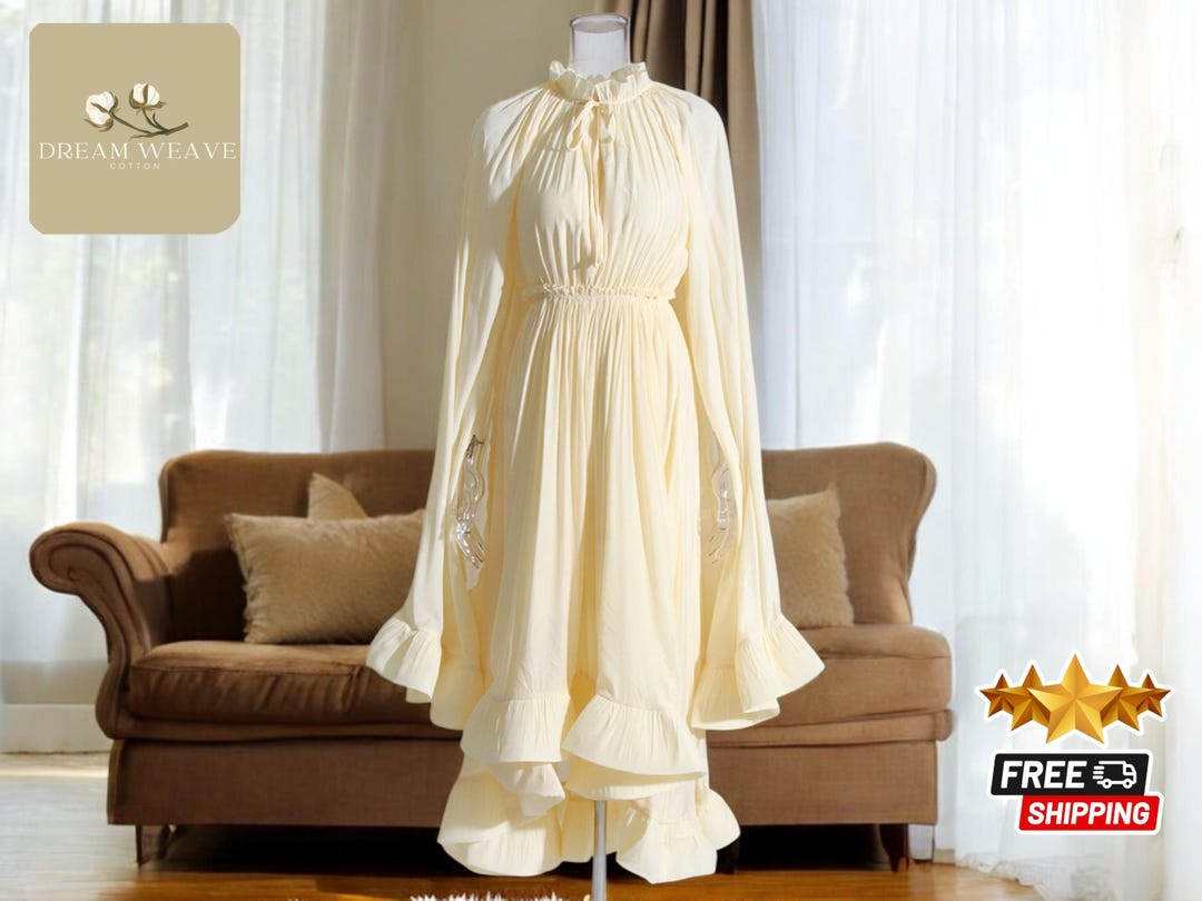 Minimalist V-neck Cloak Dress | High Waist Ruffled Gown | Stylish Flare ...