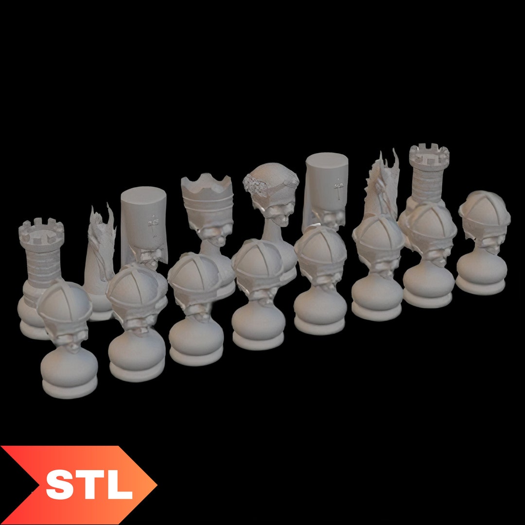 STL FILES for 3D Printing, Skull Chess Set Drawing, 3d Print Stl, 3d ...