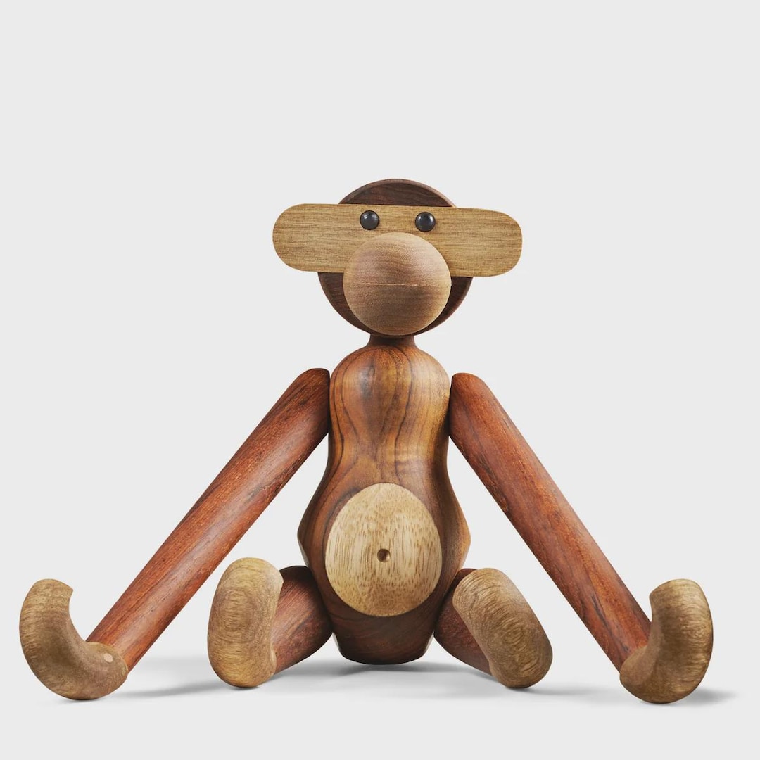 Kay Bojesen Design Wooden Monkey – 20cm Danish Icon – Teak-limba Wood ...