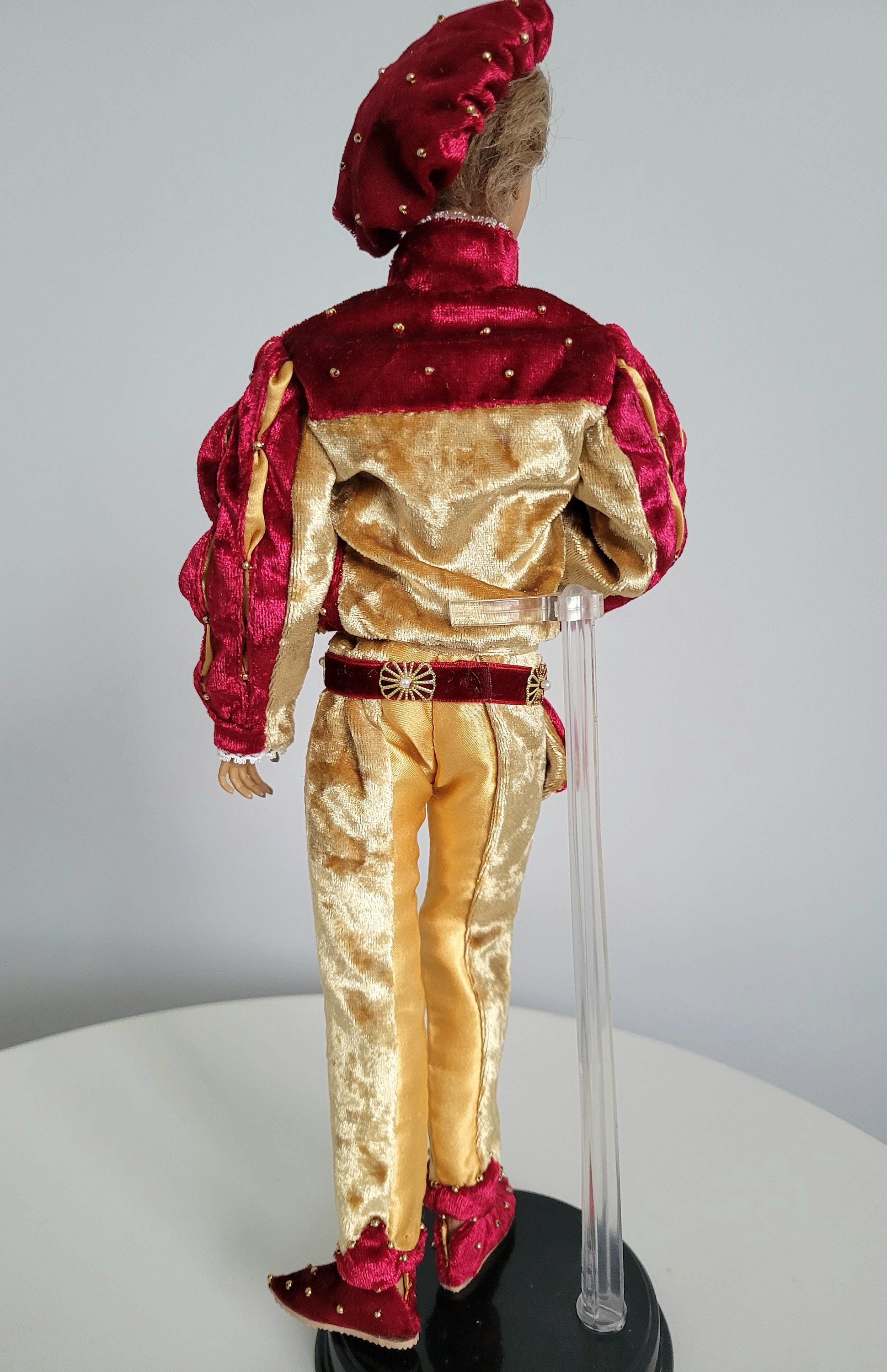 Romeo. Renaissance Outfit for 12” Male Doll – Burgundy Velvet, Handmade ...