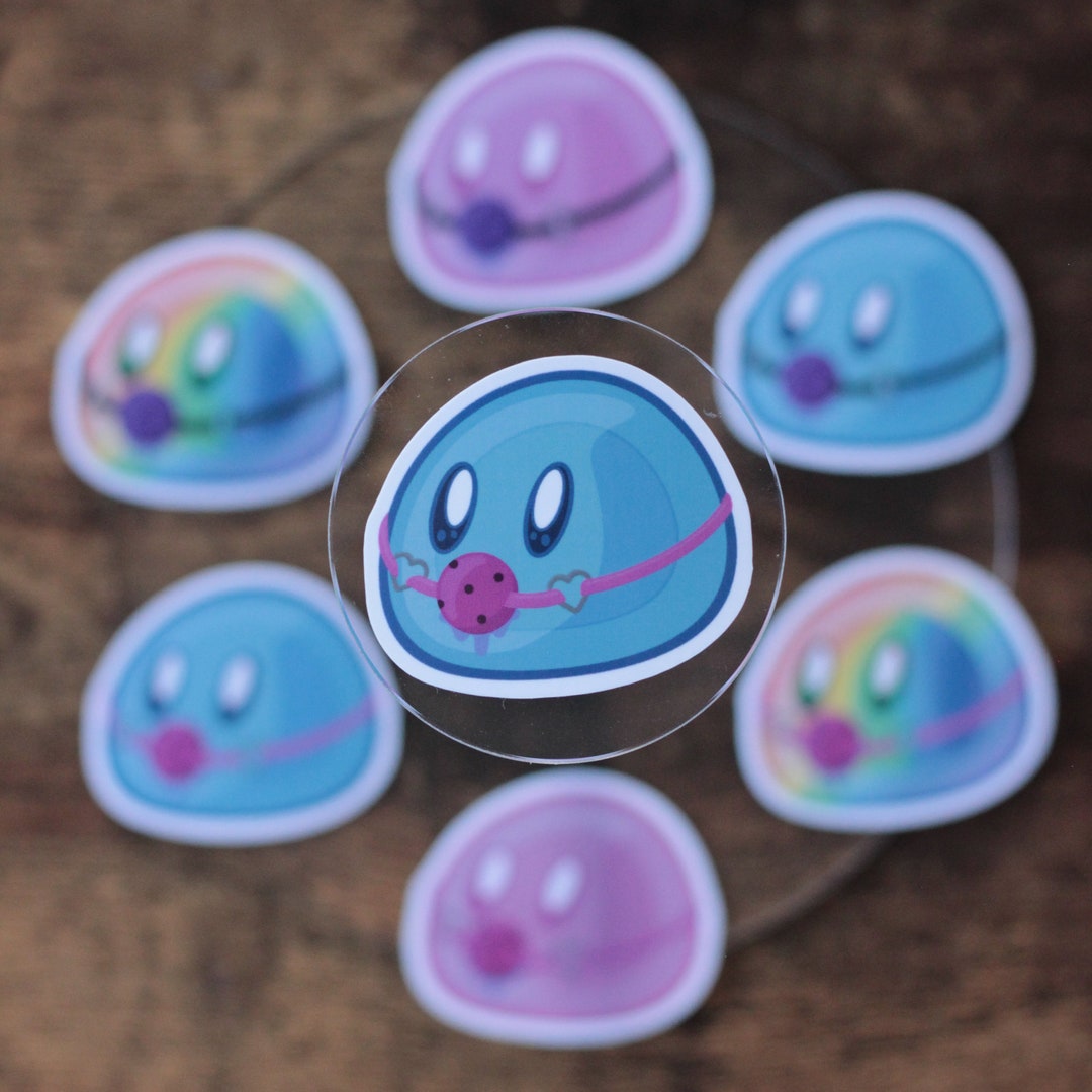 Slime Sticker Pink Ball Gag Blue Slime Vinyl Sticker Cute Pink Ball Gag ...