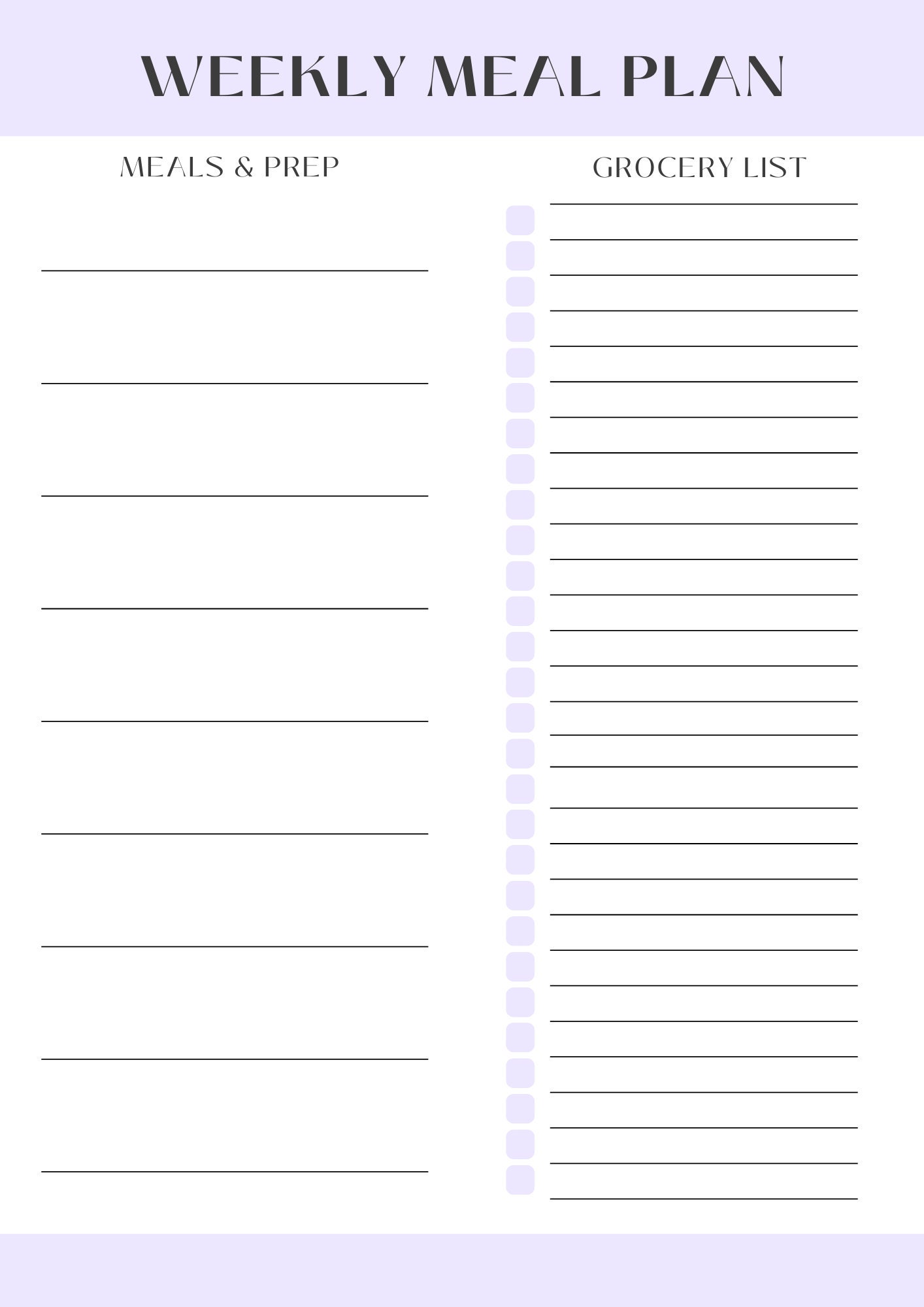 Meal Planner, Prep Organiser, and Shopping List, Simple Minimalistic ...