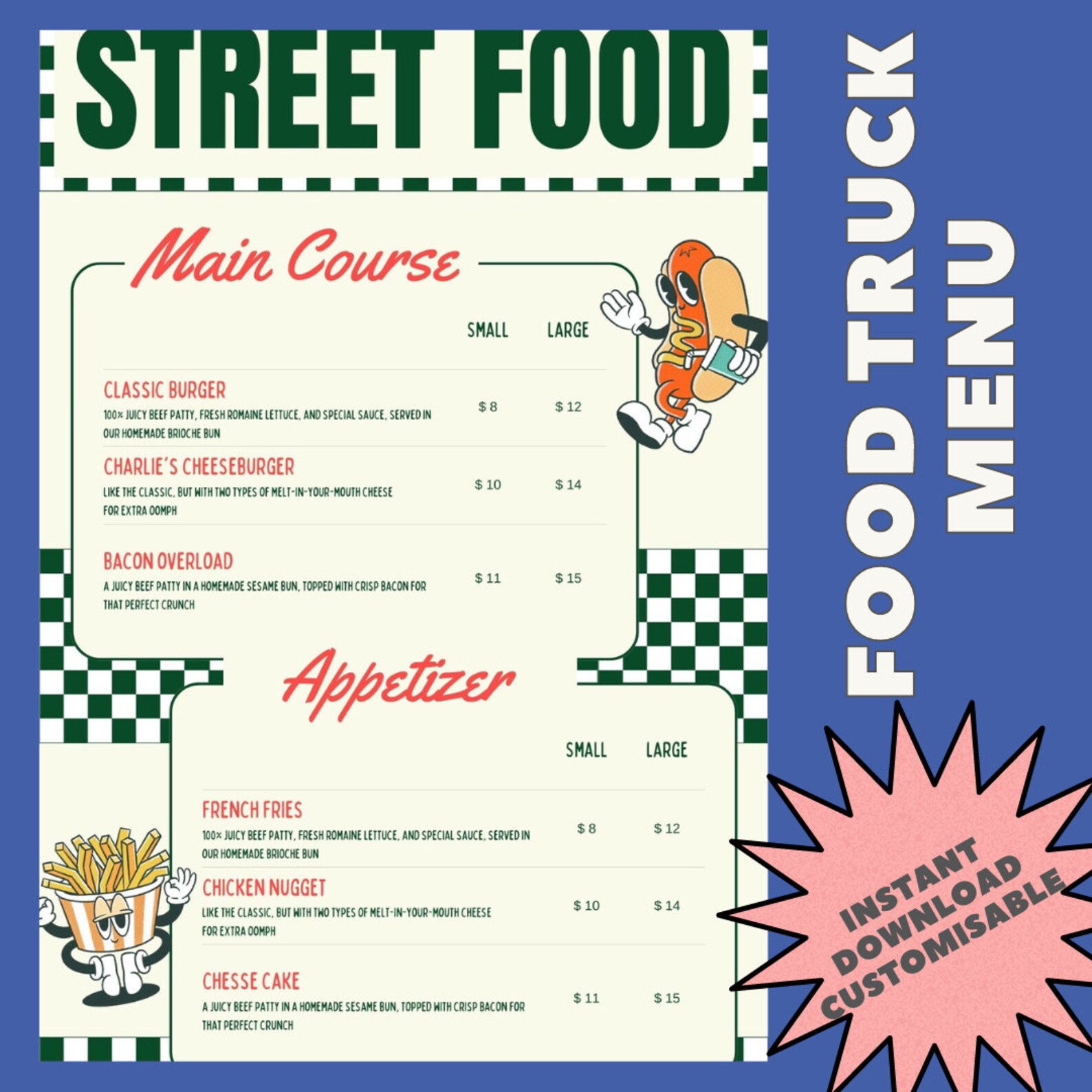 Food Truck, Street Food Menu Template, Digital, Instant Download and ...