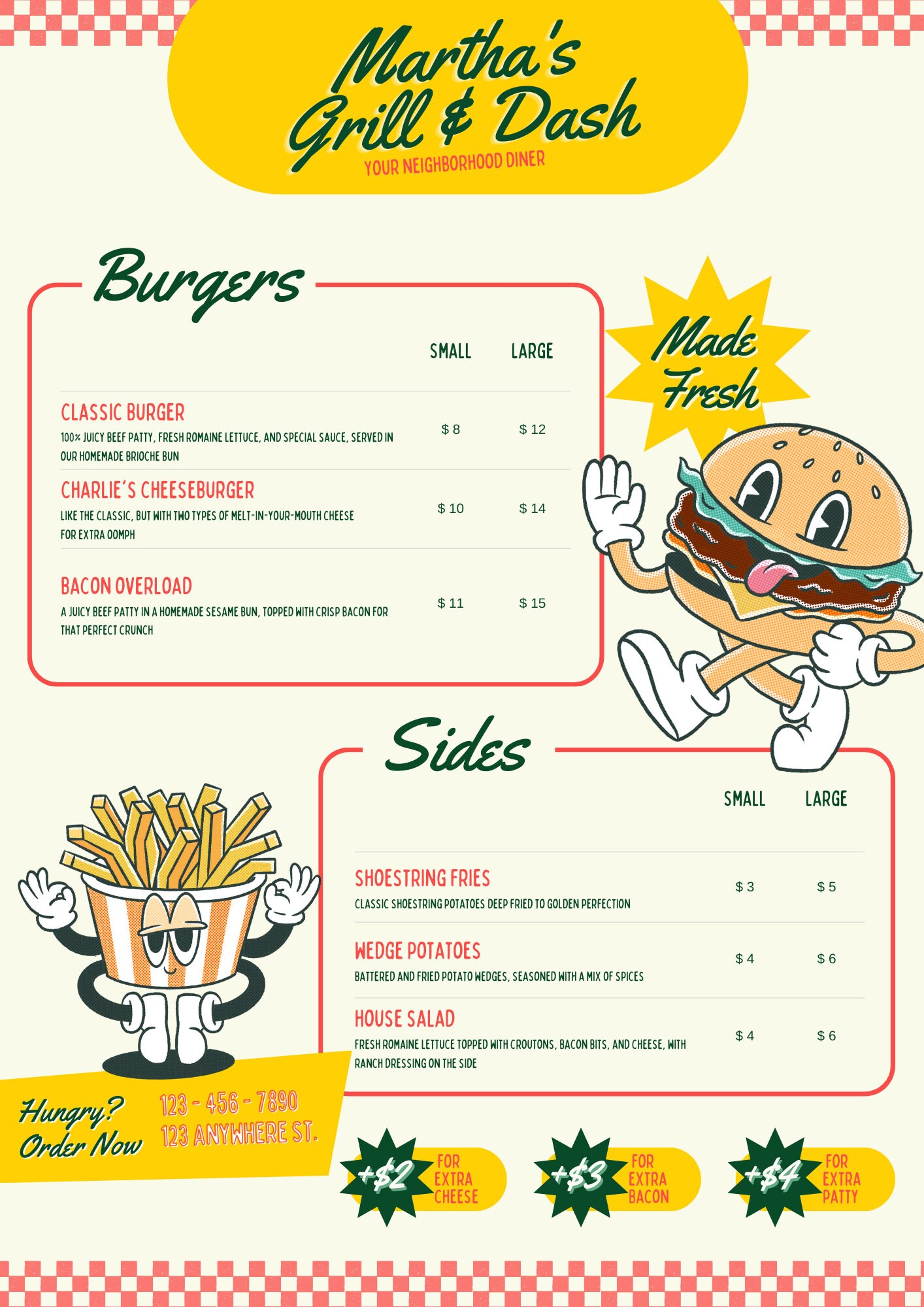Retro Burger Joint Menu Template, Street Food Truck Signage, Restaurant ...