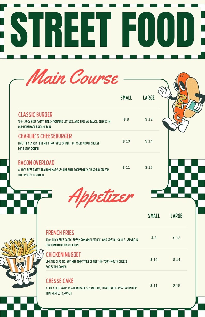 Food Truck, Street Food Menu Template, Digital, Instant Download and ...