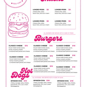 Pink and Cream Retro Menu Template for Food Trucks, Diner, Restaurant ...