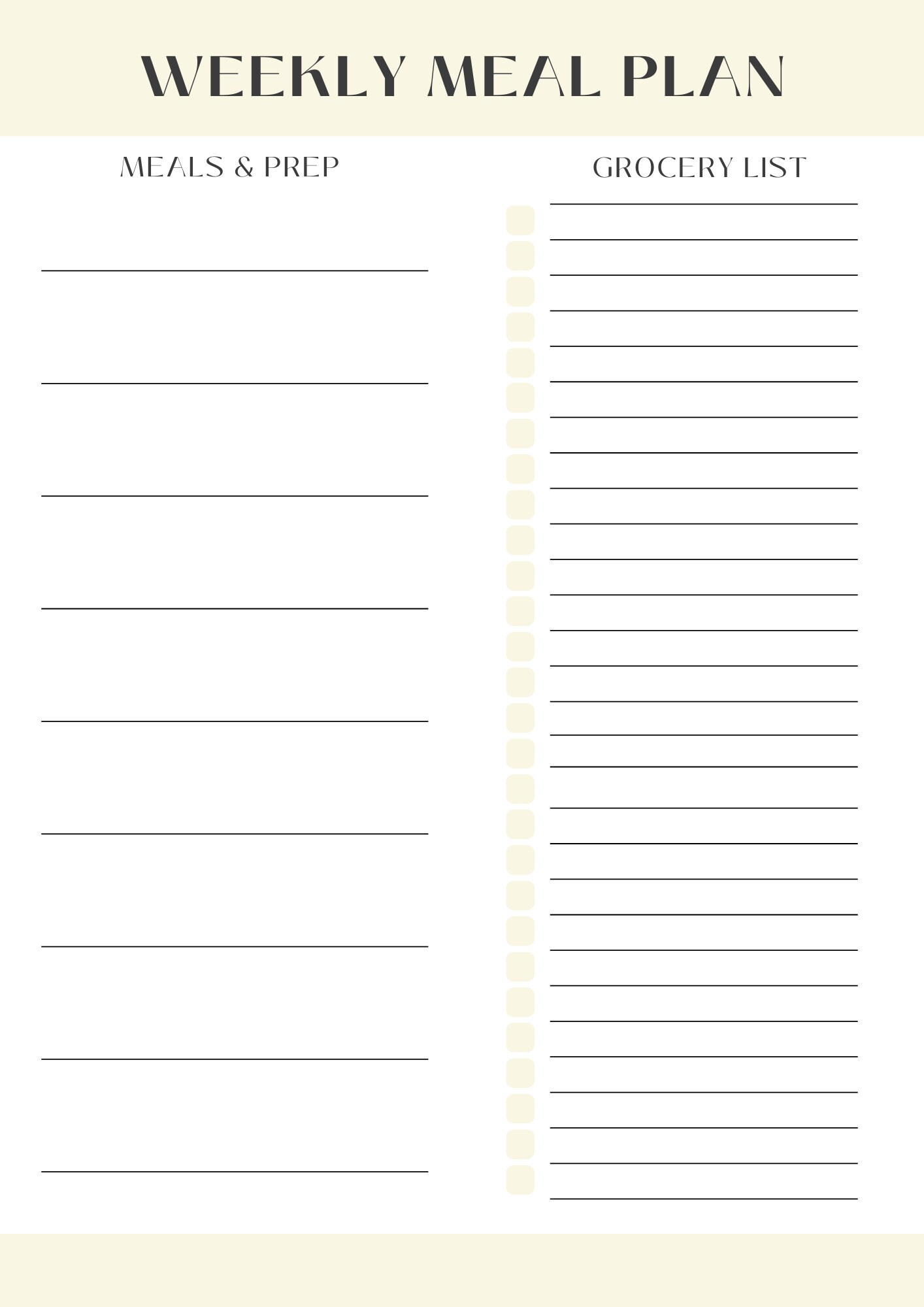 Meal Planner, Prep Organiser, and Shopping List, Simple Minimalistic ...