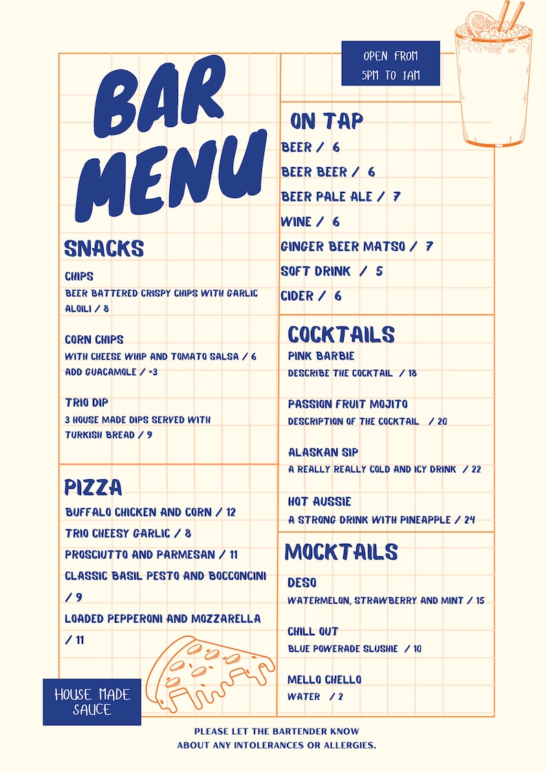 Retro Bar Drinks Menu Template: Rustic Customizable Design (canva ...