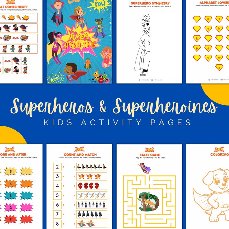 20 Superhero & Superheroine Activity Book - Etsy