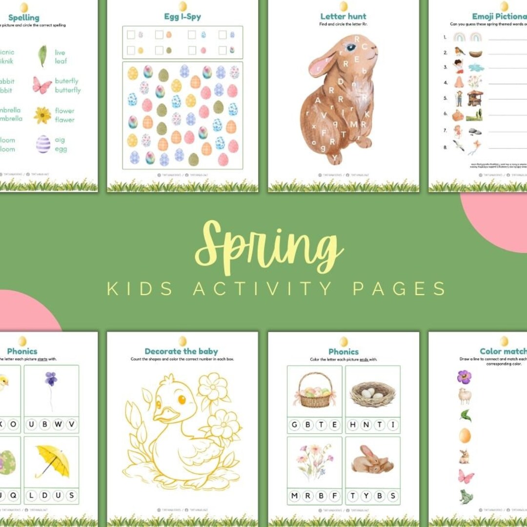 Spring Kids Printable Acitivities - Etsy