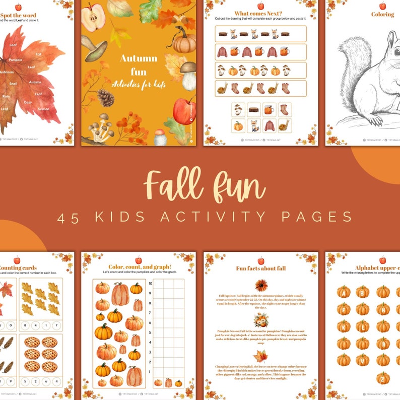 45 Autumn/fall Kids Printable Activities - Etsy