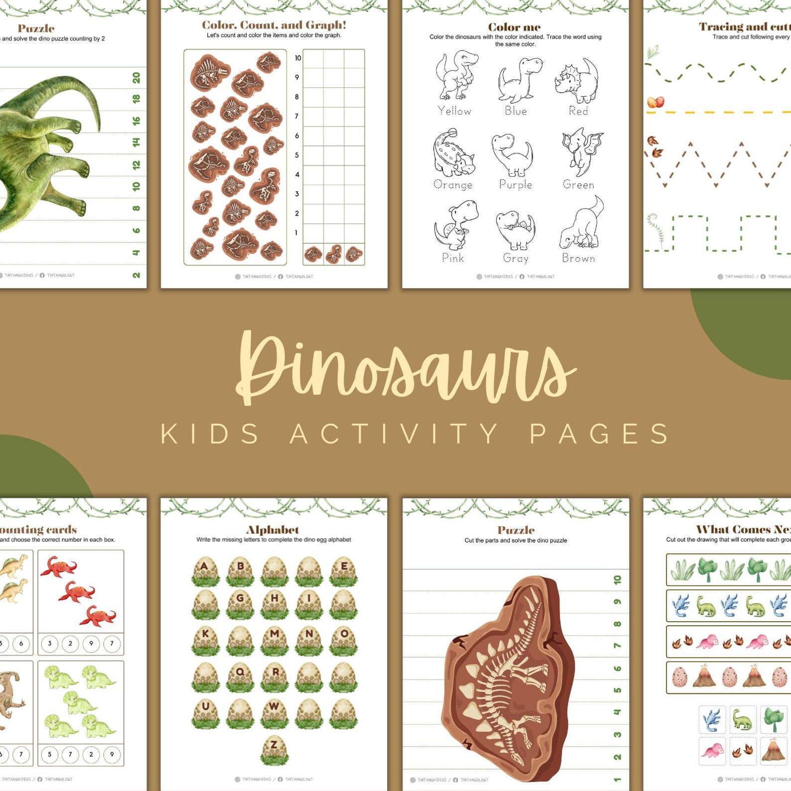 30 Dinosaurs Kids Printable Activities - Etsy