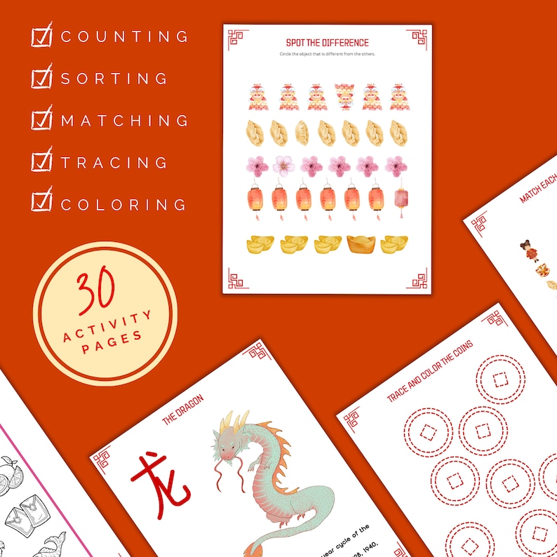 30 Lunar New Year Kids Printable Activities - Etsy