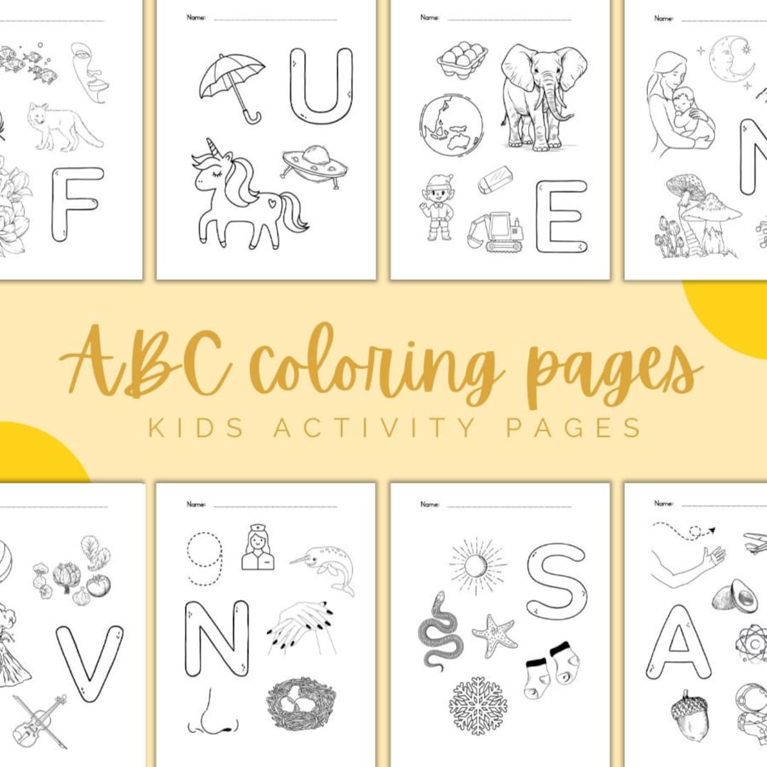 ABC Kids Coloring Pages - Etsy