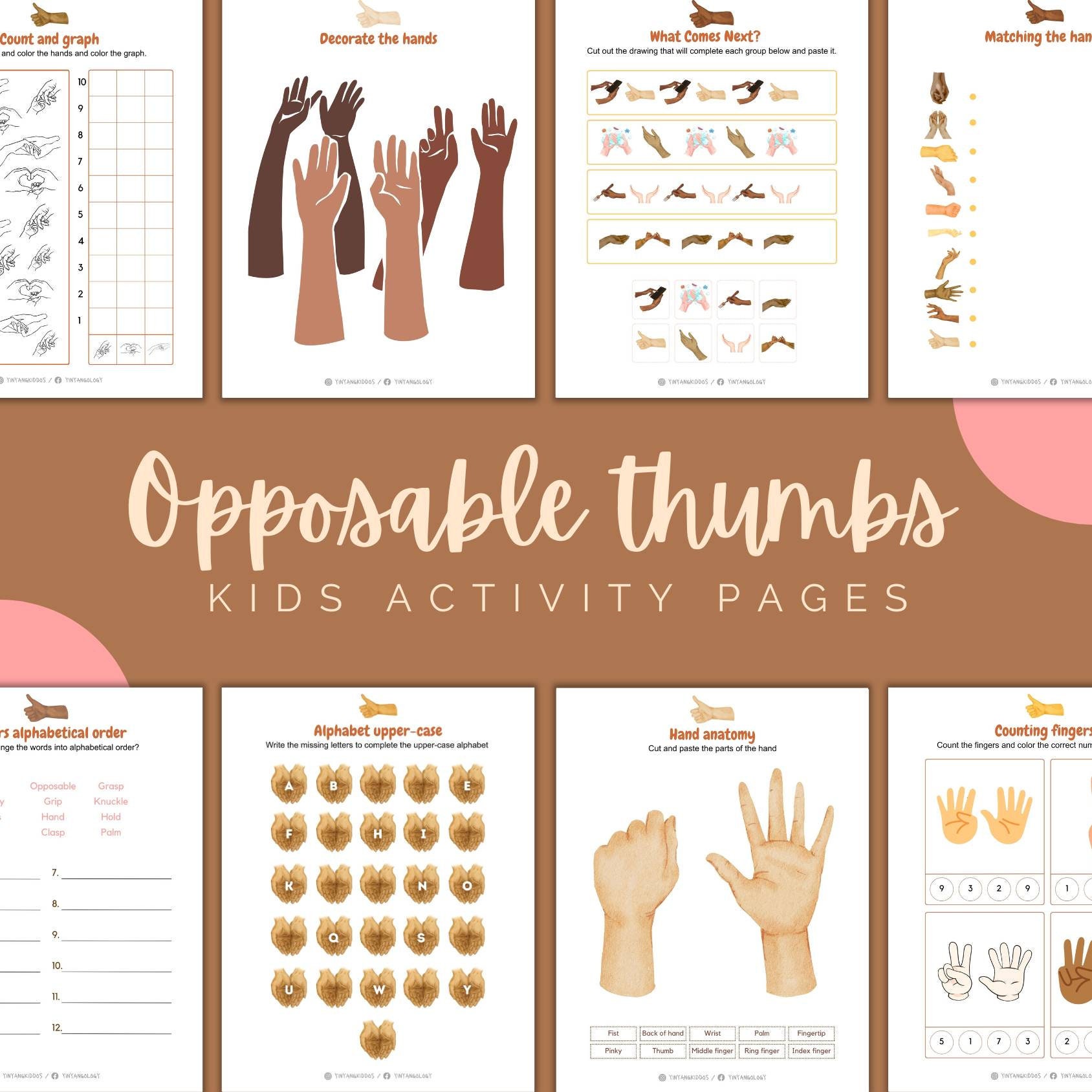 20 Opposable Thumbs Printable Activity Pack - Etsy