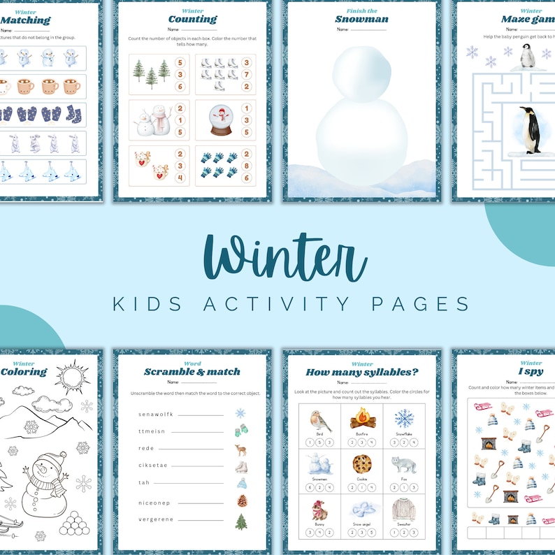 30 Winter Kids Printable Activities - Etsy