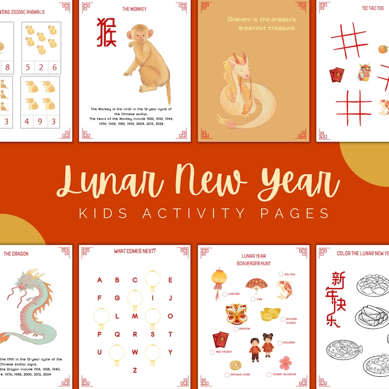 30 Lunar New Year Kids Printable Activities - Etsy