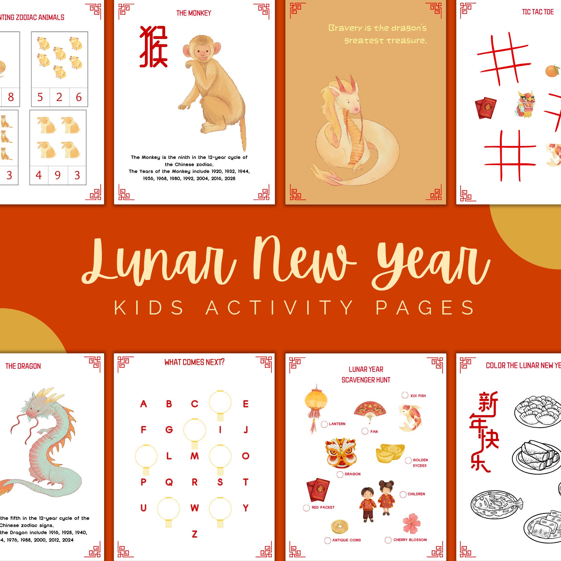 30 Lunar New Year Kids Printable Activities - Etsy