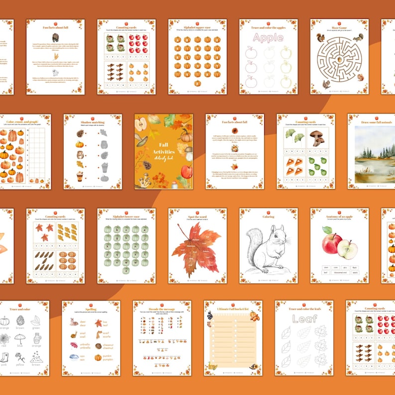 45 Autumn/fall Kids Printable Activities - Etsy