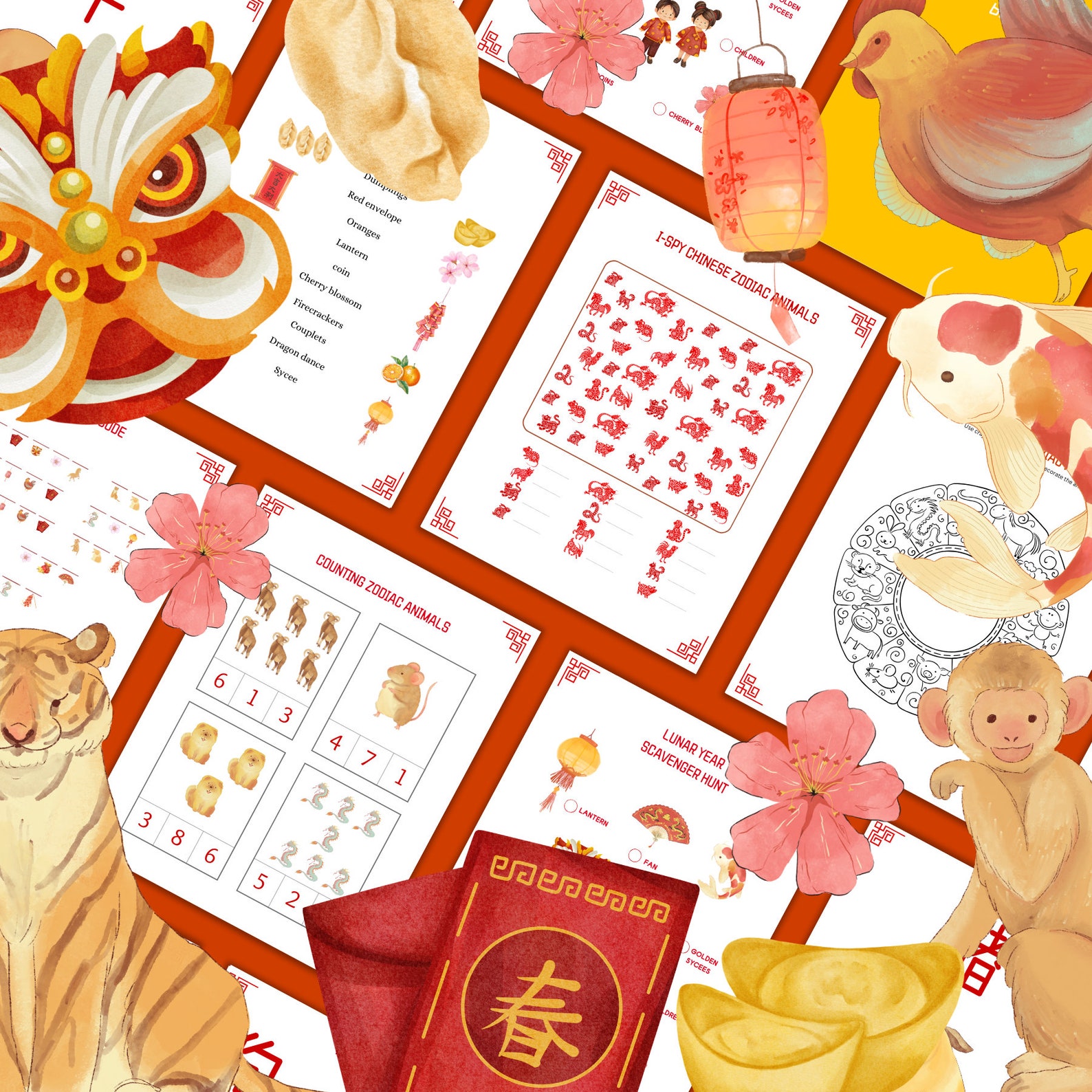 30 Lunar New Year Kids Printable Activities - Etsy