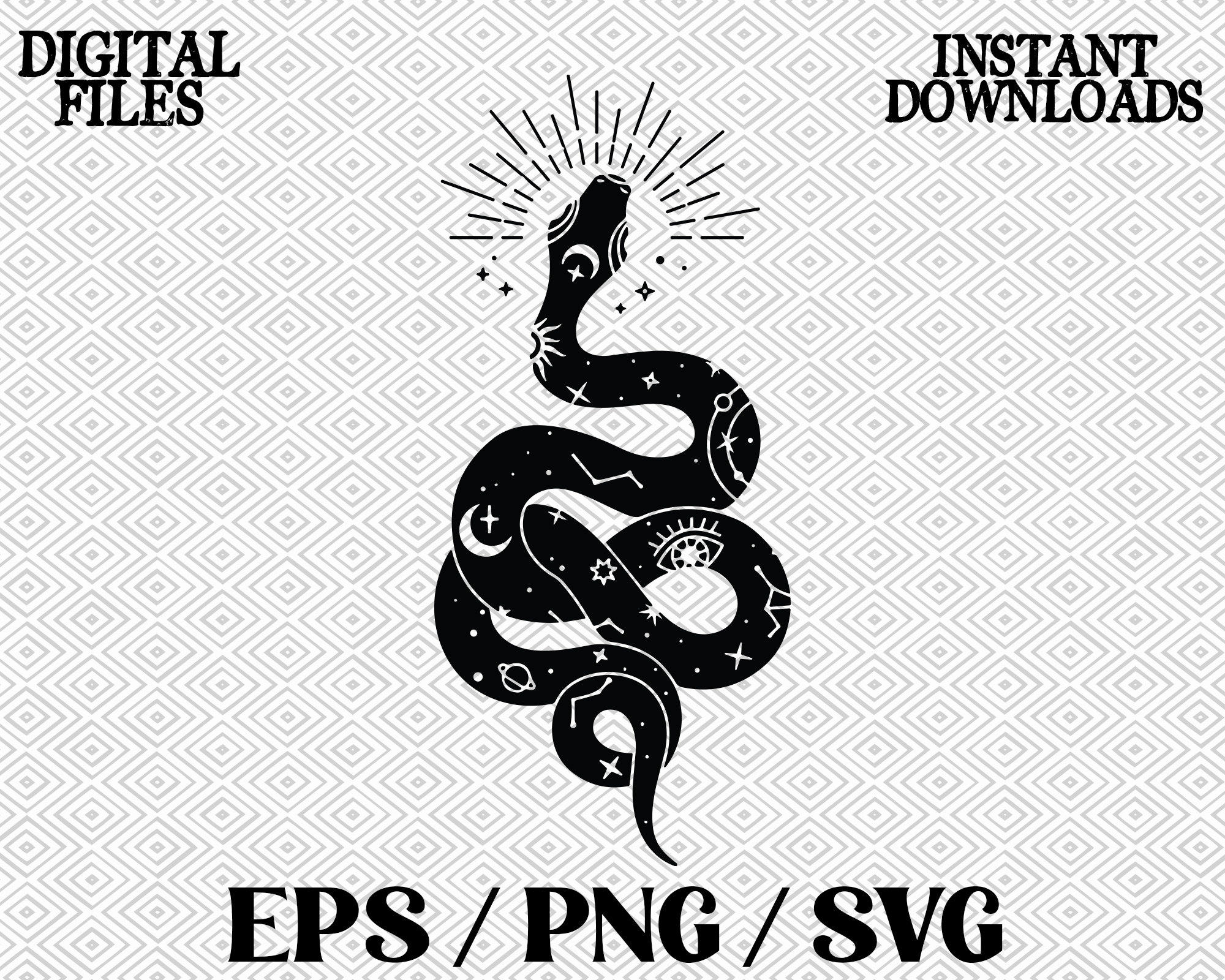 Unique Snake Svg Gothic Snake Svg Celestial Snake Svg Boho Snake Svg ...