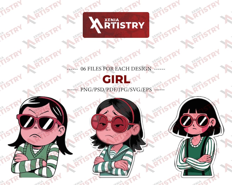 Angry Little Cartoon Girl Svg Bundle, Teenager Girl Svg, Woman Svg ...