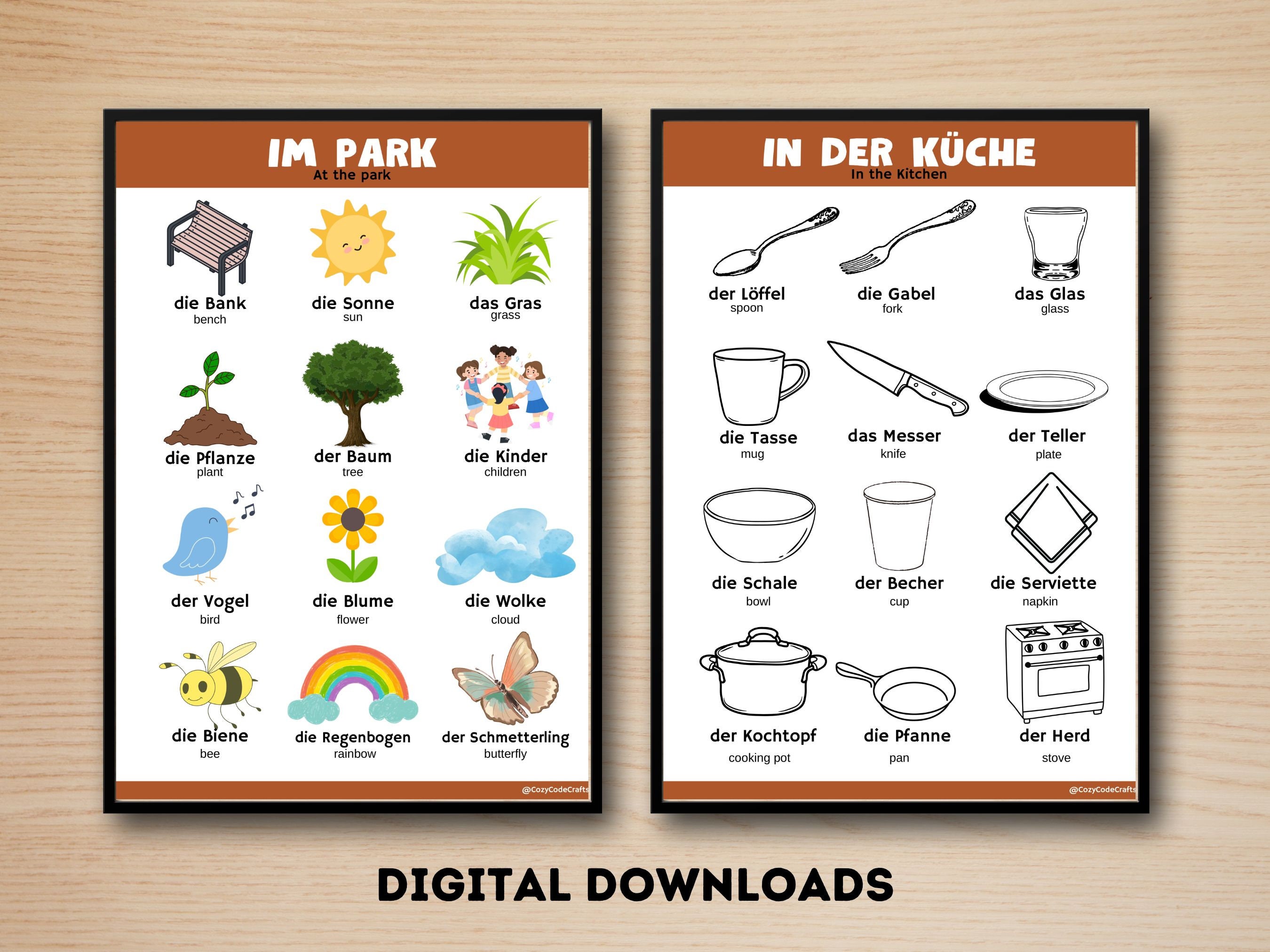 GERMAN POSTERS, German Language Learning, Set of 18 Posters, Learn ...