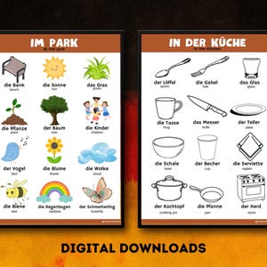 GERMAN POSTERS, German Language Learning, Set of 18 Posters, Learn ...