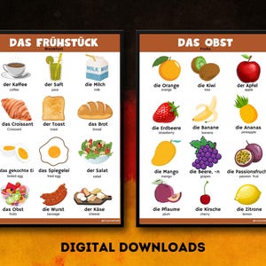 GERMAN POSTERS, German Language Learning, Set of 18 Posters, Learn ...
