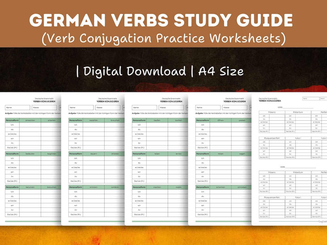 VERBEN KONJUGIEREN ARBEITSBLATT| Deutsche Grammatik| Verbtabelle ...