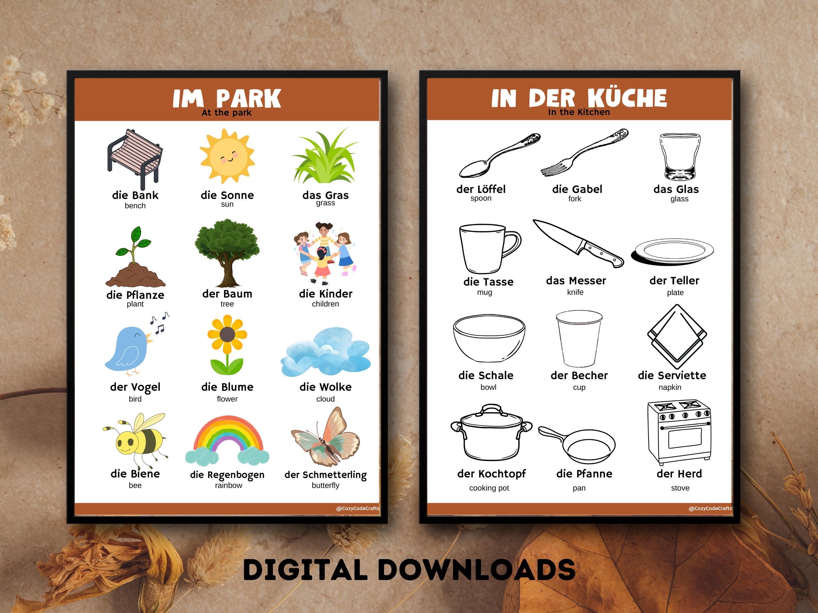 GERMAN POSTERS, German Language Learning, Set of 18 Posters, Learn ...