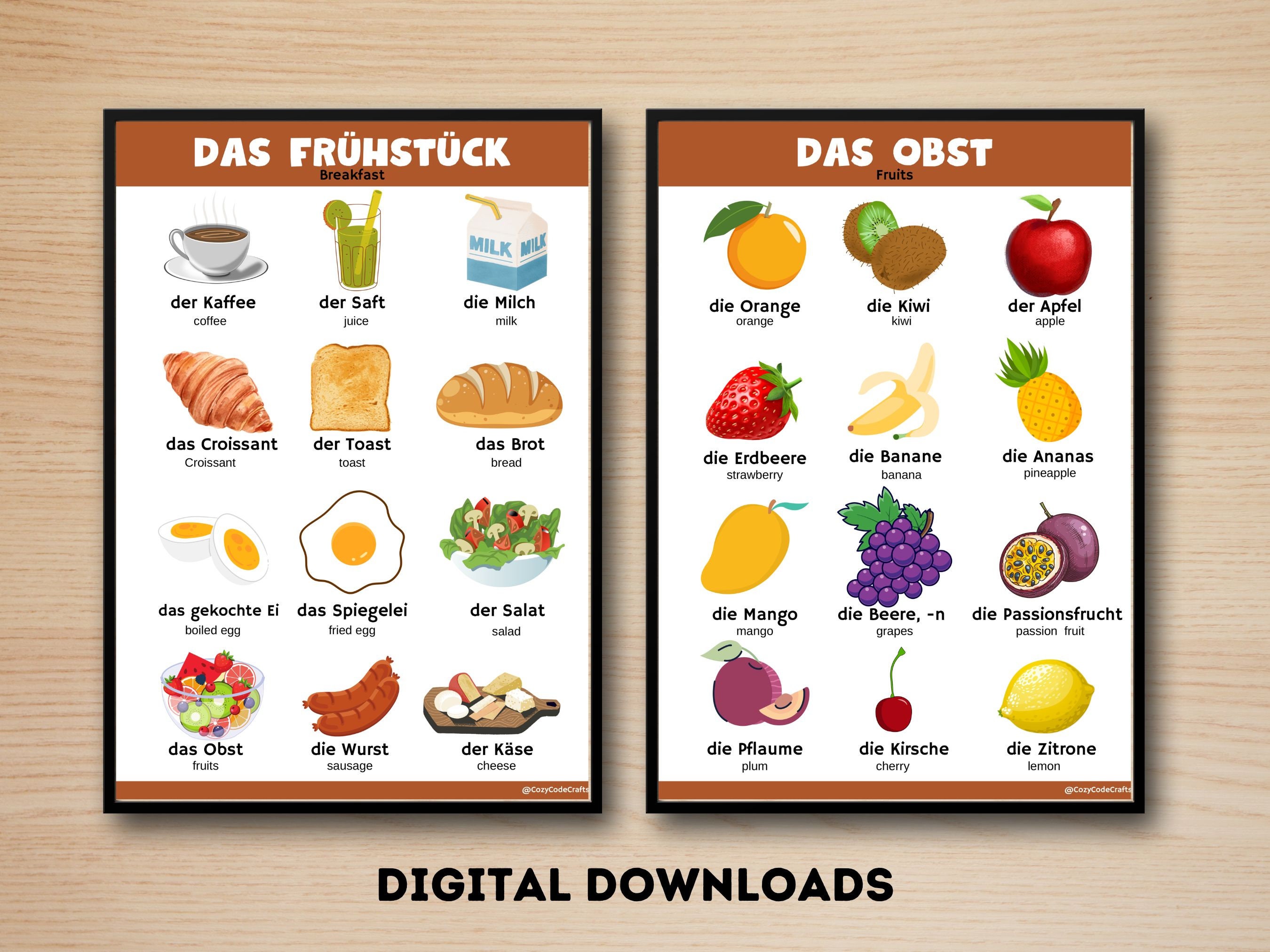 GERMAN POSTERS, German Language Learning, Set of 18 Posters, Learn ...