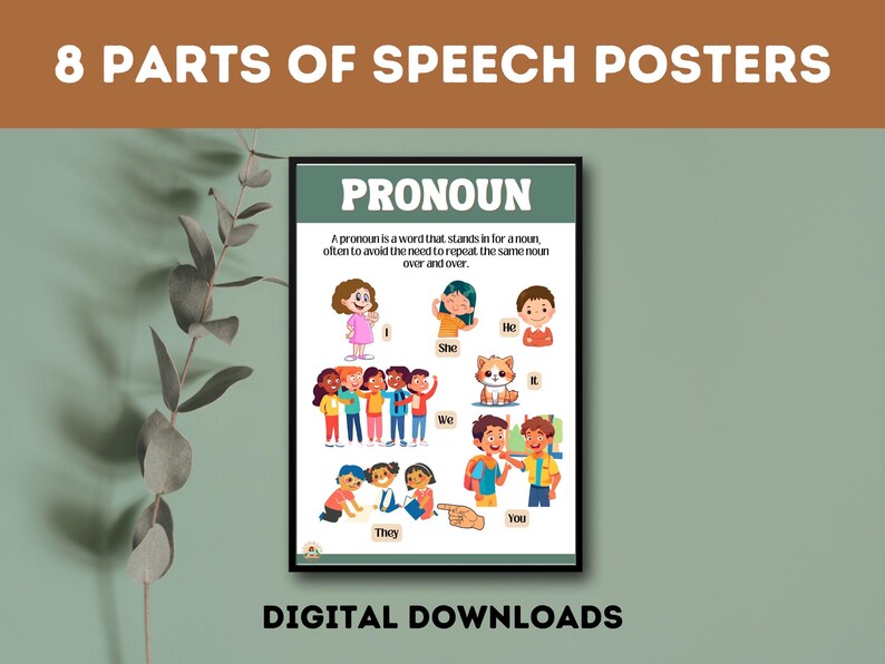Parts of Speech Printable Poster Set| 8 Parts of Speech | Noun Verb ...