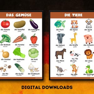 GERMAN POSTERS, German Language Learning, Set of 18 Posters, Learn ...